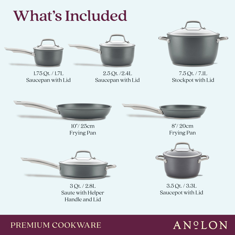 Anolon Accolade Forged Hard-Anodized Nonstick Cookware Induction Pots And Pans Set, 12 Piece ...